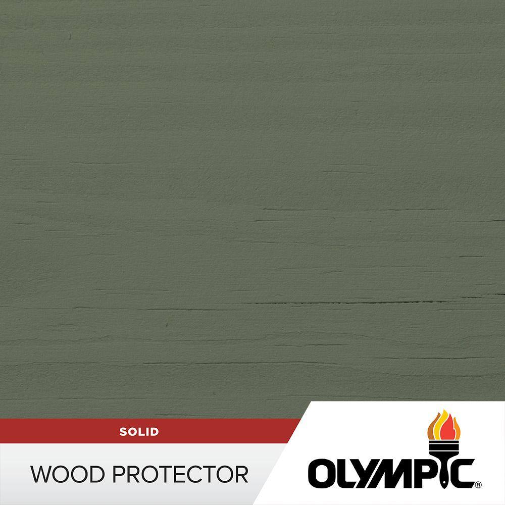 Olympic Wood Protector 1 gal. SC-1080 Steely Sea Exterior Solid Stain ...