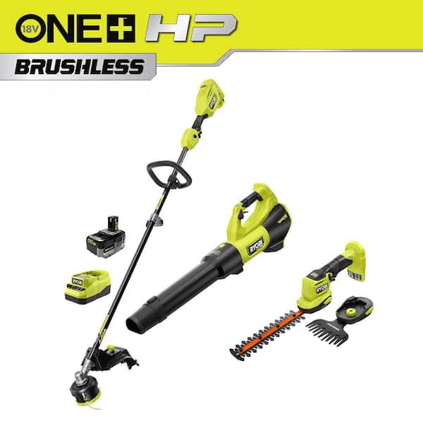 RYOBI ONE+ 18V Cordless String Trimmer/Edger and Blower/Sweeper Combo ...