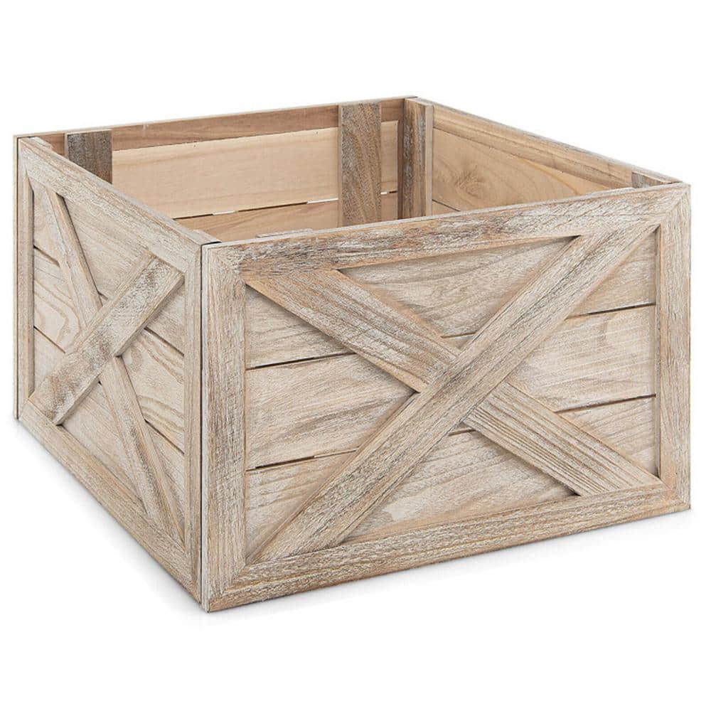 Afoxsos 24 in. Wooden Tree Collar Box with Hook and Loop Fasteners ...