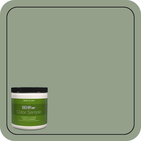 BEHR PREMIUM PLUS 8 oz. #440F-4 Athenian Green Semi-Gloss Interior ...
