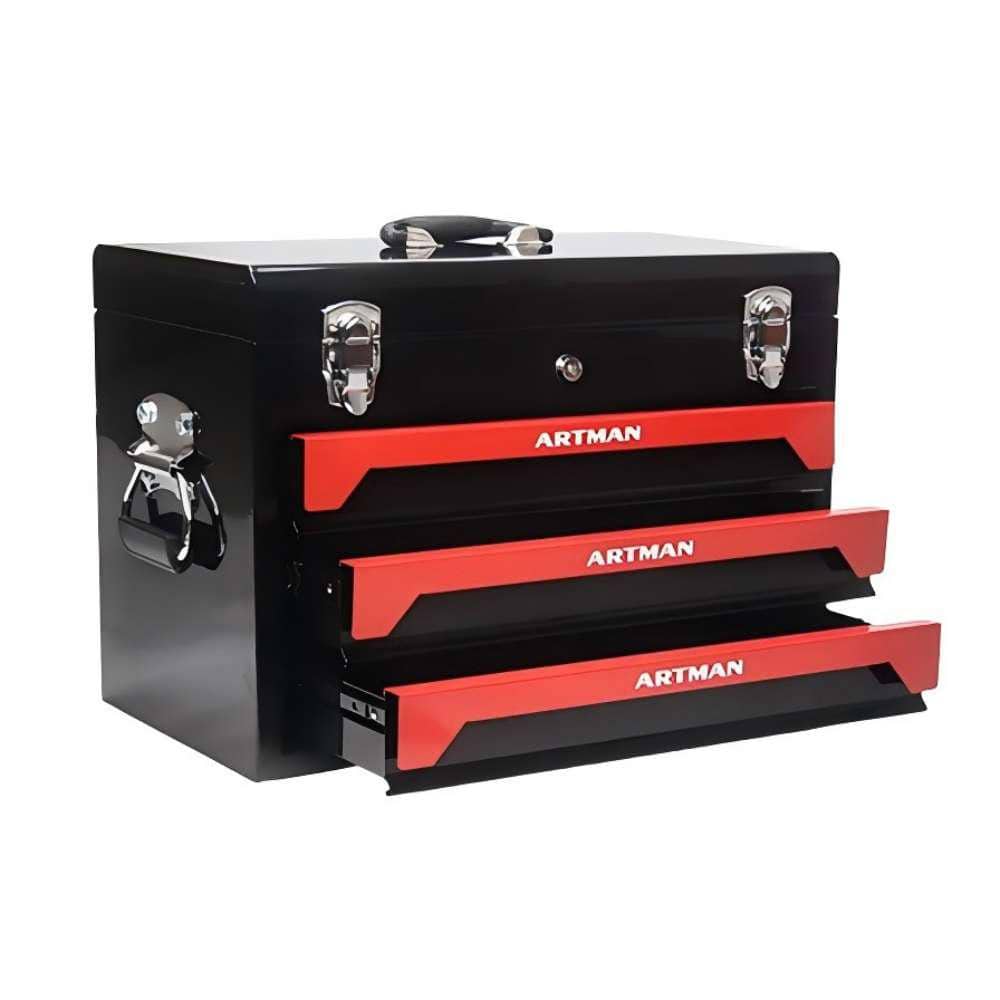 Flynama 20 in. Portable 3 Drawer Steel Tool Box with Metal Latch ...