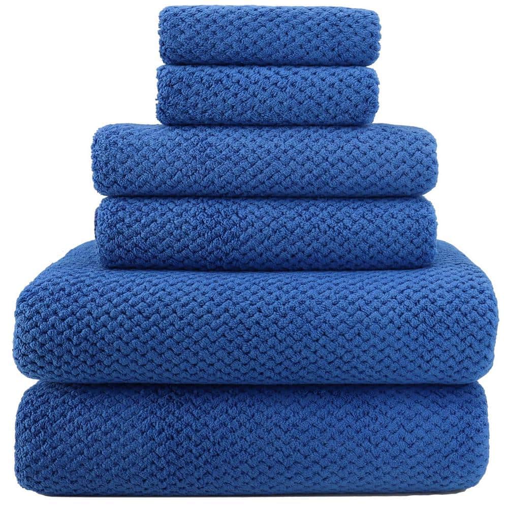 6-Piece Blue Quick Dry Super Soft Microfiber Towel Set JOZ36 - The Home ...