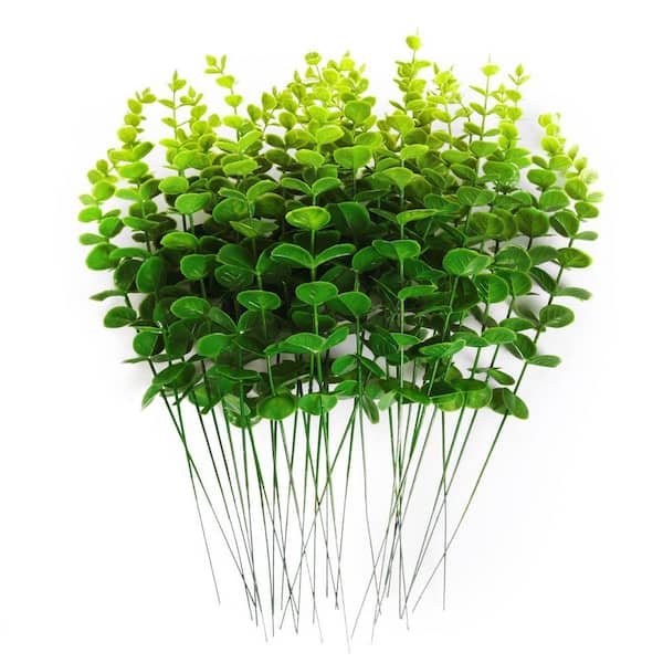 Afoxsos 15 in. Red Artificial Eucalyptus Foliage Stems Indoor Outdoor ...