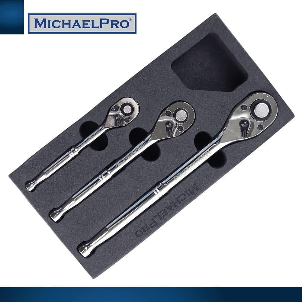 MICHAELPRO 3-Piece Quick-Release Ratchet Set with Teardrop Head ...