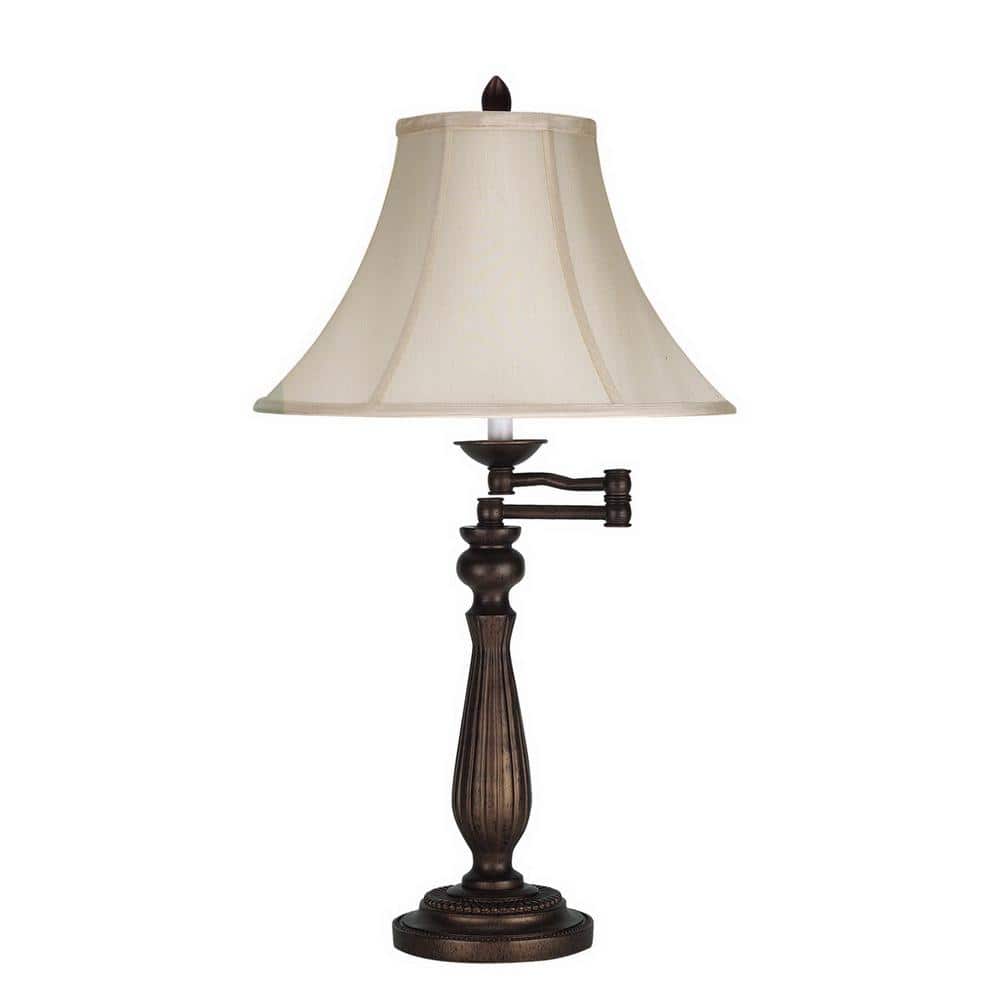 HomeRoots 30 in. Rust Integrated LED Candlestick Bedside Table Lamp ...