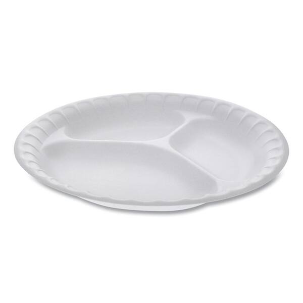 Pactiv 9 in. White Unlaminated Disposable Polystyrene Plates, 3 ...