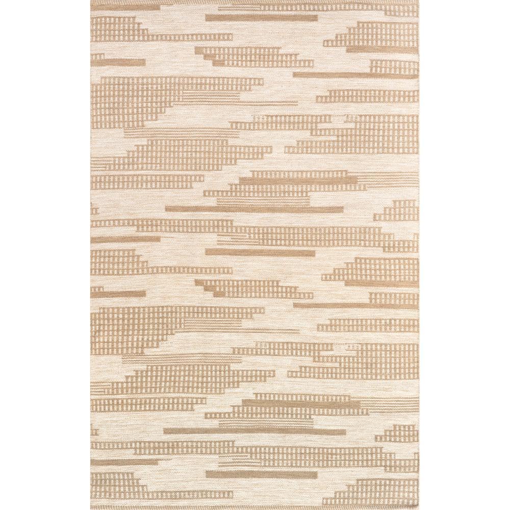 nuLOOM Maddy Abstract Lined Beige 5 ft. x 8 ft. Indoor/Outdoor Area Rug ...
