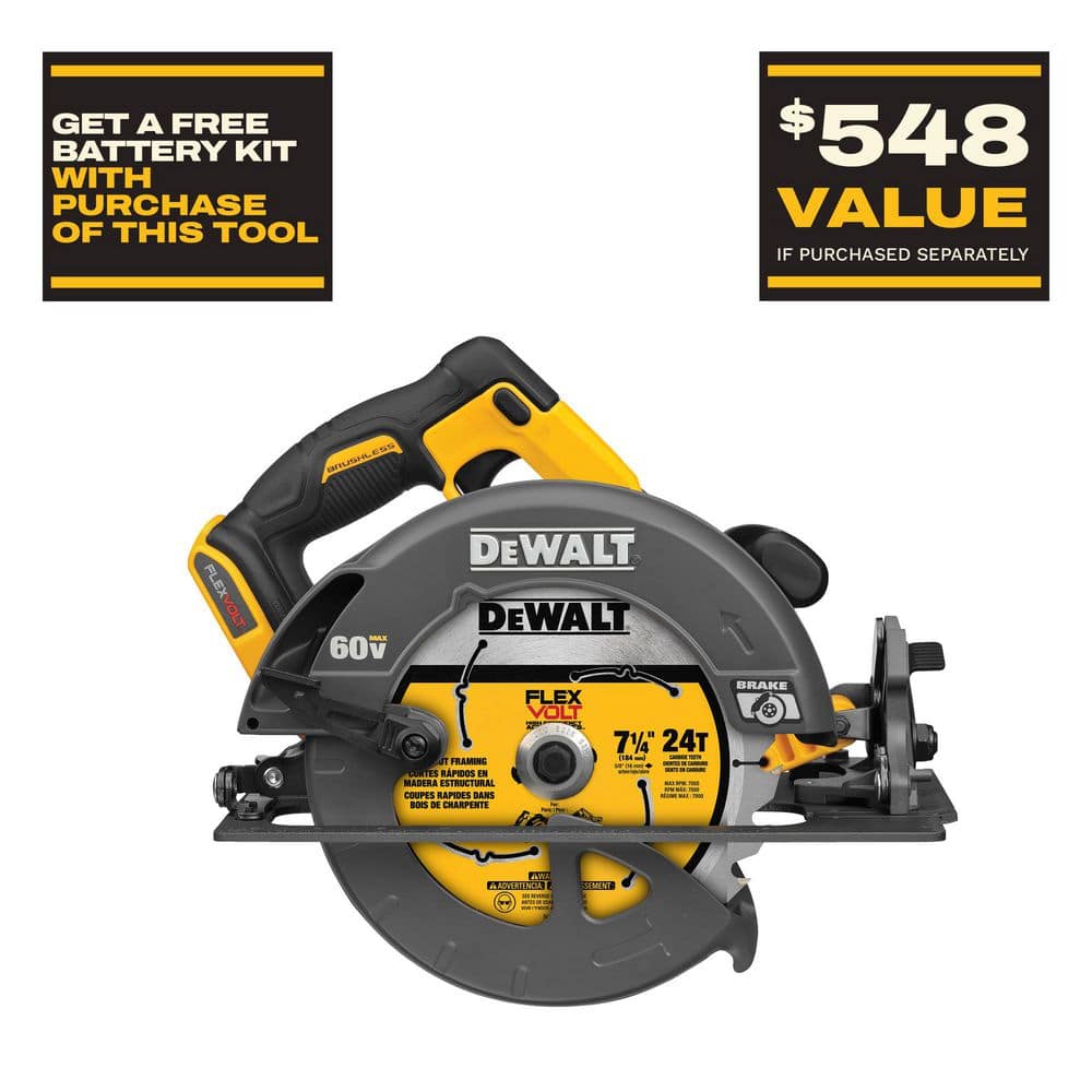 DEWALT FLEXVOLT 60V MAX Cordless Brushless 7-1/4 in. Circular Saw with Brake (Tool Only) DCS578B ...