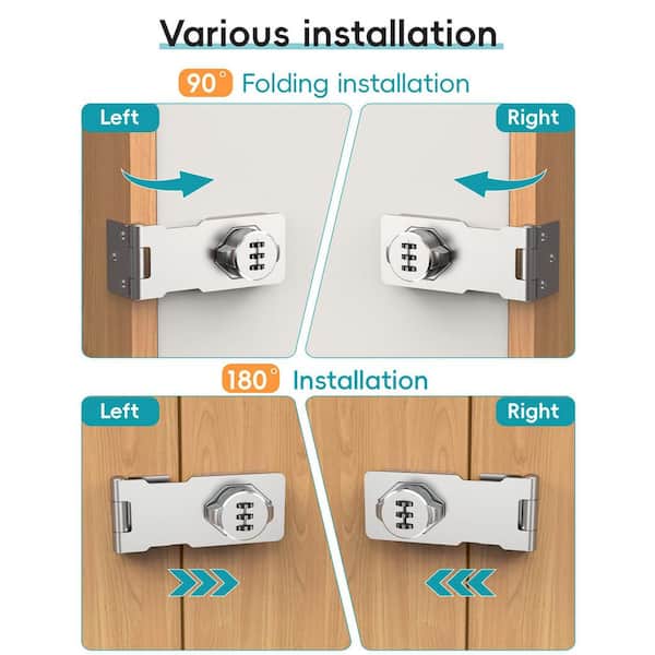 Wudkey 2-Pack Cabinet Password Hasp Lock, Keyless Combination Lock for ...