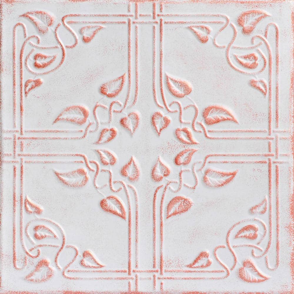 A La Maison Ceilings Ivy Leaves White Washed Copper 1.6 ft. x 1.6 ft ...