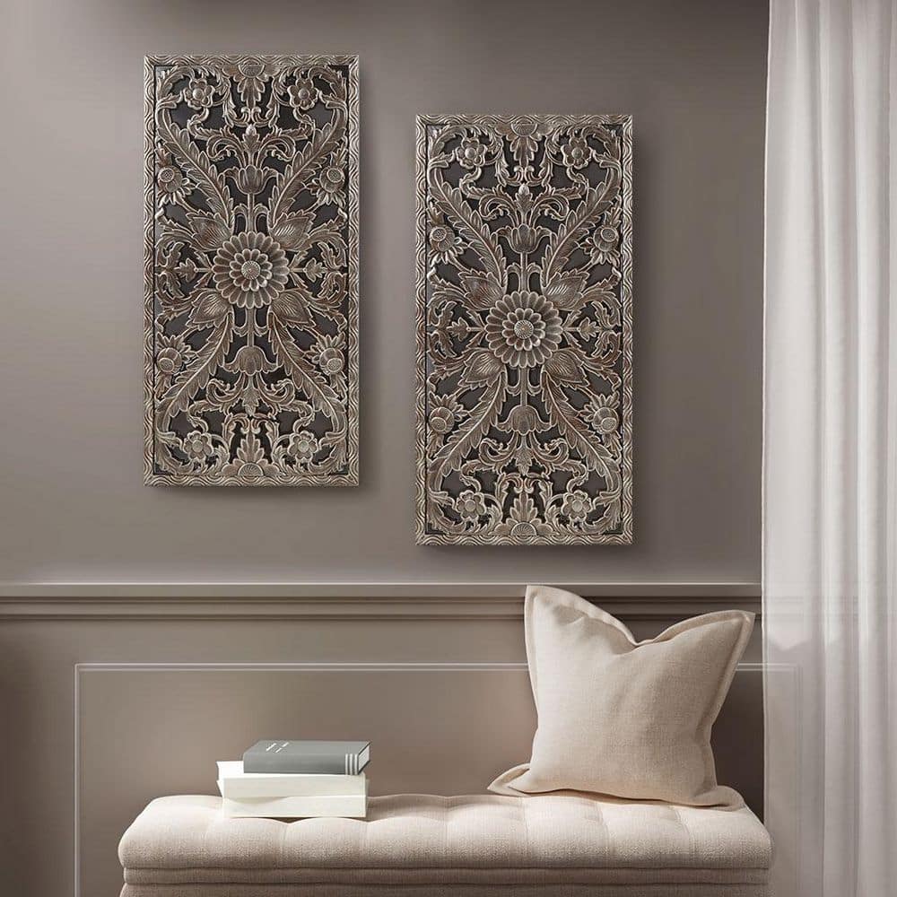Tatahance 15.75 in. x 31.5 in. Bronze Framed Wooden Botanical Panel ...