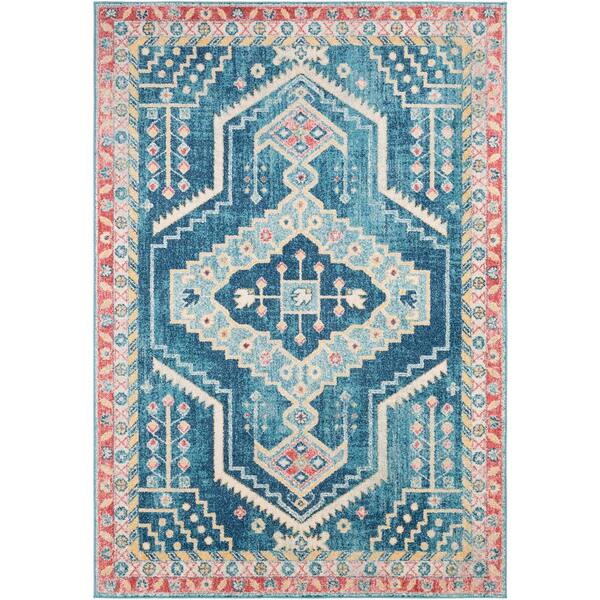 Artistic Weavers Samona Blue 6 ft. 7 in. x 9 ft. Medallion Area Rug ...