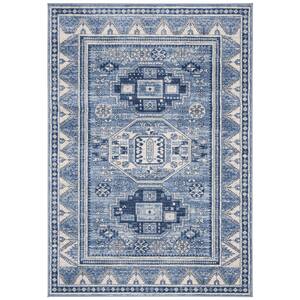 SAFAVIEH Kazak Blue/Creme 2 ft. x 8 ft. Border Persian Oriental Runner ...