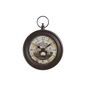18 in. Antique Brown Round Wall Clock, Vintage Pocket Watch Design Non ...