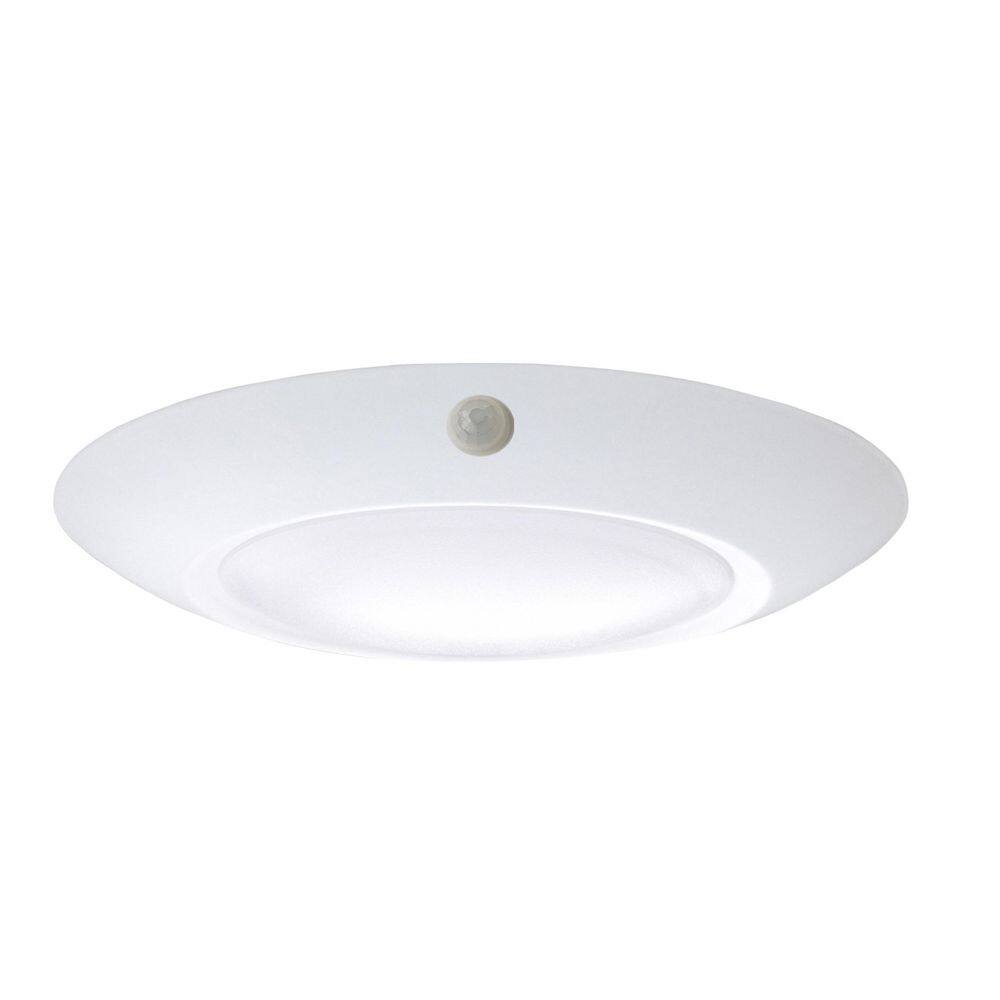 AMAX LIGHTING PIR Motion Sensor 7.5 in. 1-Light White LED Flush Mount ...