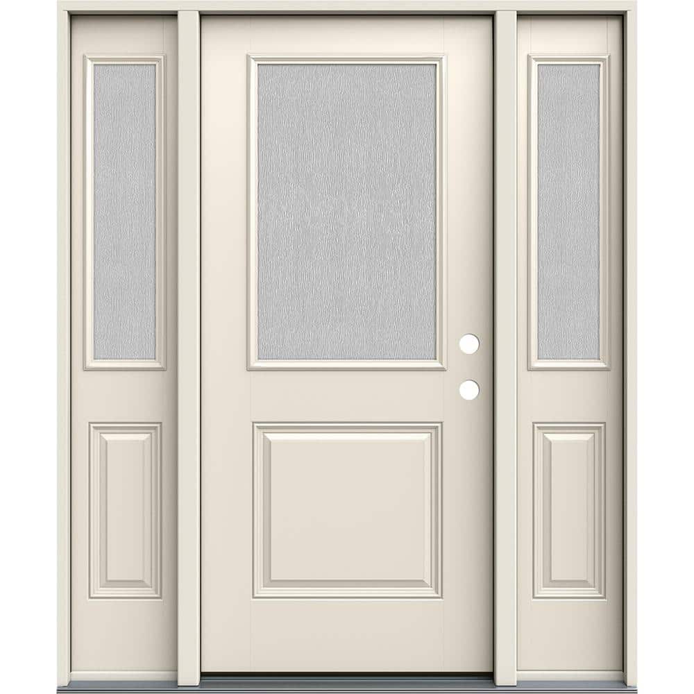 JELD-WEN 60 in. x 80 in. Left-Hand 1/2 Lite Streamed Ripple Glass ...