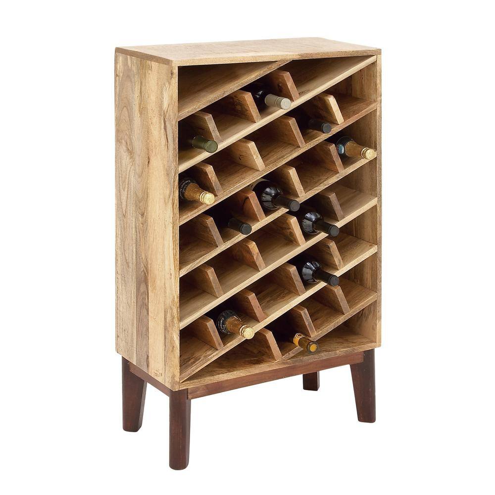 Litton Lane 30-Bottle Brown Standing Wine Rack 28735 - The Home Depot