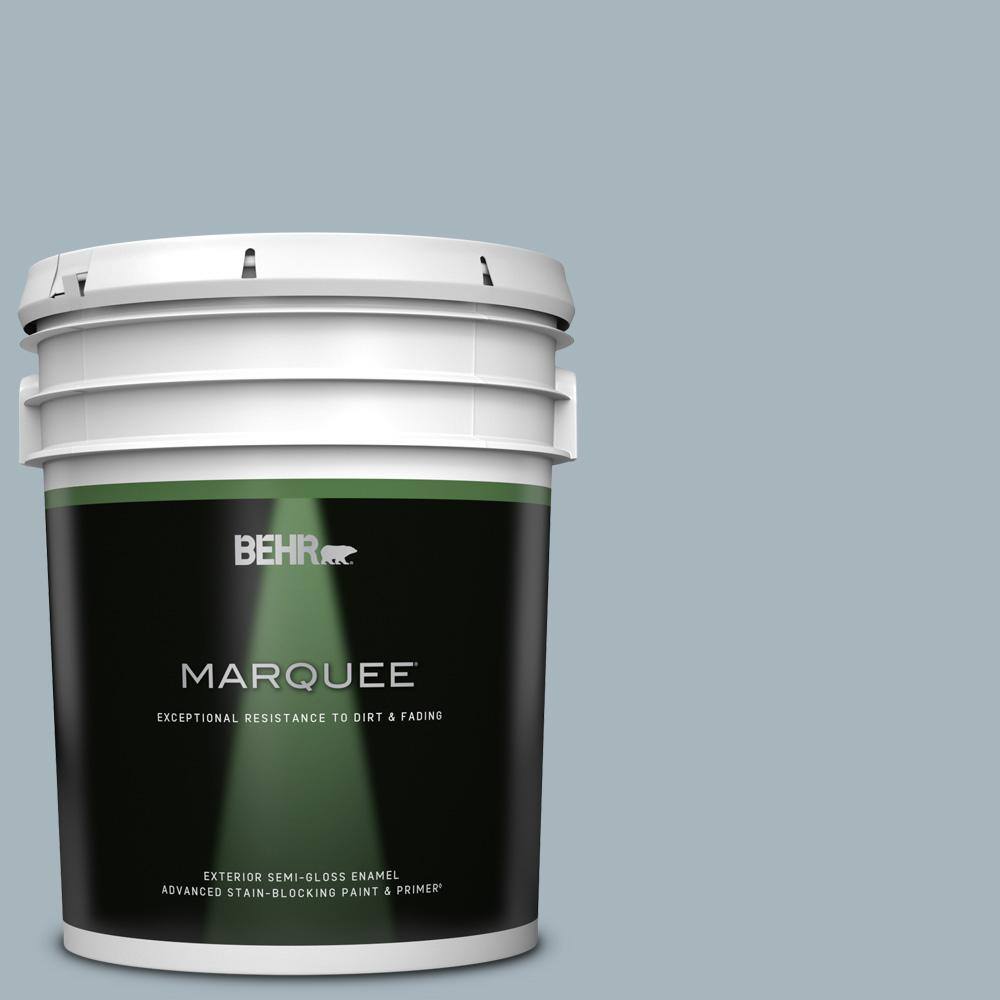 BEHR MARQUEE 5 gal. #N480-3 Shadow Blue Semi-Gloss Enamel Exterior ...