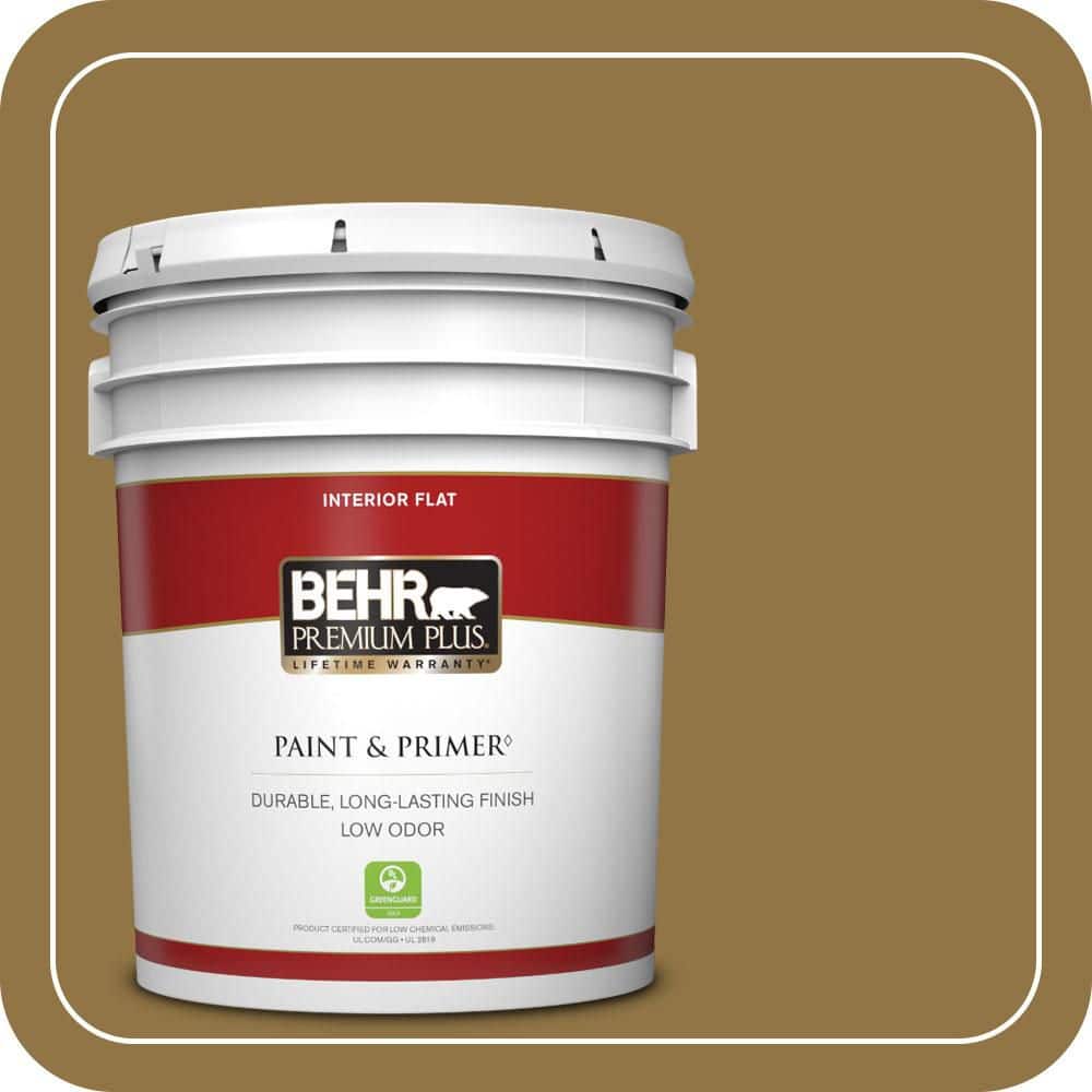 BEHR PREMIUM PLUS 5 gal. #350D-7 Cattail Brown Flat Low Odor Interior ...