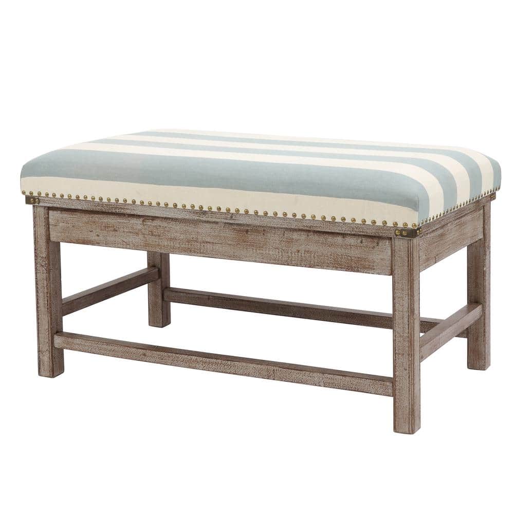 Decor Therapy Farley Light Blue Upholestered Bench FR8703 - The Home Depot