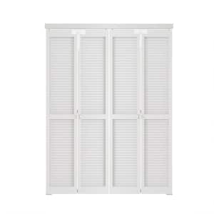 TENONER 32 in. x 80 in. Half-Panel Louver Solid Core White PVC Covering ...