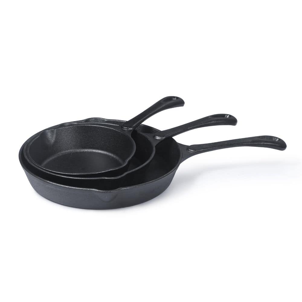 Commercial CHEF Pre-Seasoned 3-Piece Cast Iron Skillet Set CHCI6810 ...