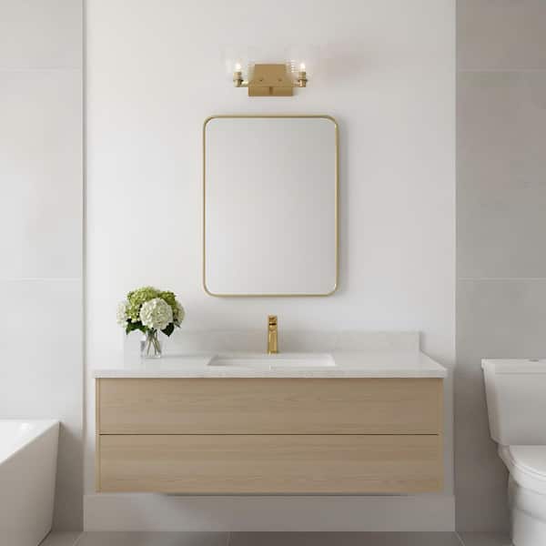SCOTT LIVING Lochdale Medium 14.75 in. 2-Light Satin Brass Vanity Light ...