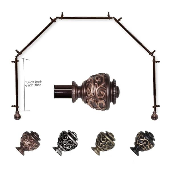EMOH 13/16" Eleanor 5-Sided Bay Window Curtain Rod (18-28 inch each ...