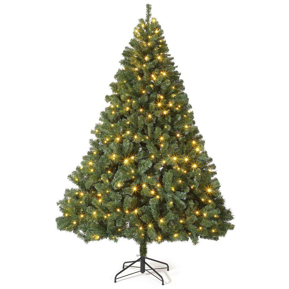 6ft Prelit Christmas Tree with 250 Multicolor Lights & 9 Modes, Hinged ...