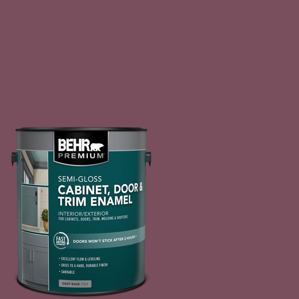 BEHR PREMIUM 1 gal. #100D-7 Maroon Semi-Gloss Enamel Interior/Exterior ...