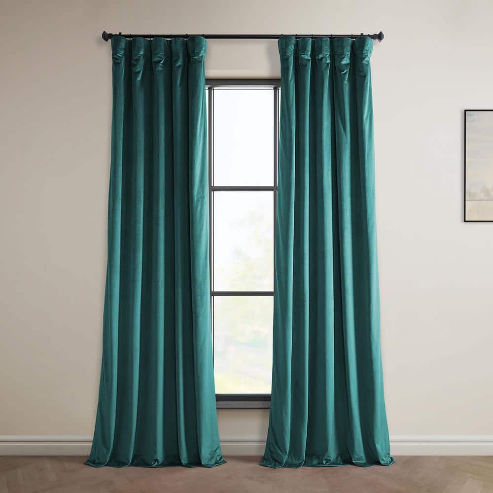 Exclusive Fabrics & Furnishings Deep Sea Teal Velvet Rod Pocket Room ...