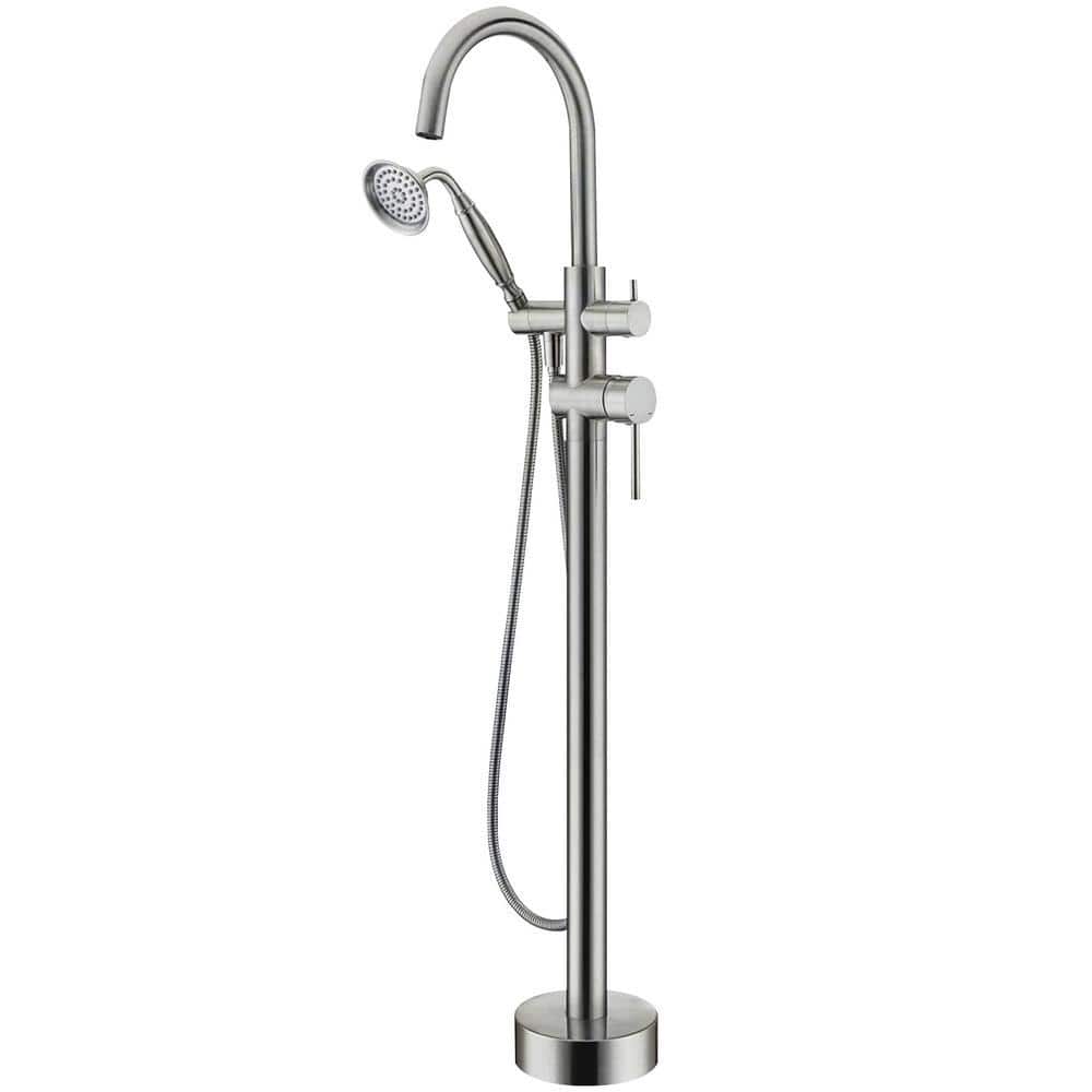 Flynama 2-Handle Floor-Mount Freestanding Tub Faucet with Hand Held ...