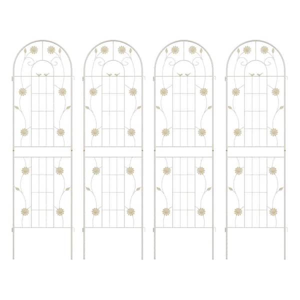 WELLFOR 4 Pack 71 in. H x 20 in. W Galvanized Steel Trellis in White ...