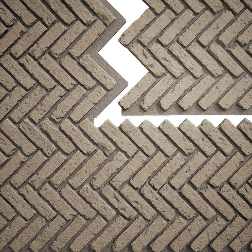 Ekena Millwork EverStone Herringbone Faux Brick Panel, 46 1/2"W x 25 1/ ...