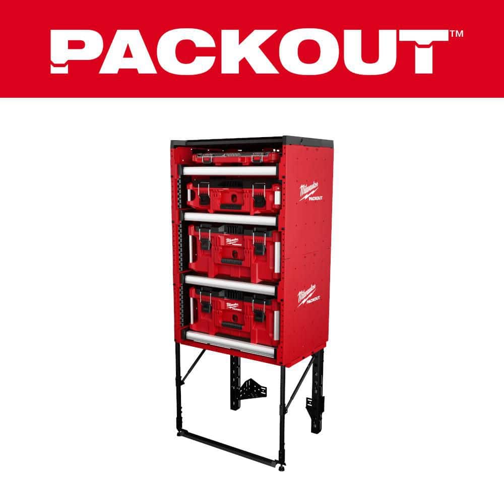 Milwaukee PACKOUT Rack Kit with PACKOUT Tool Box Set (4-Piece) 48-21 ...