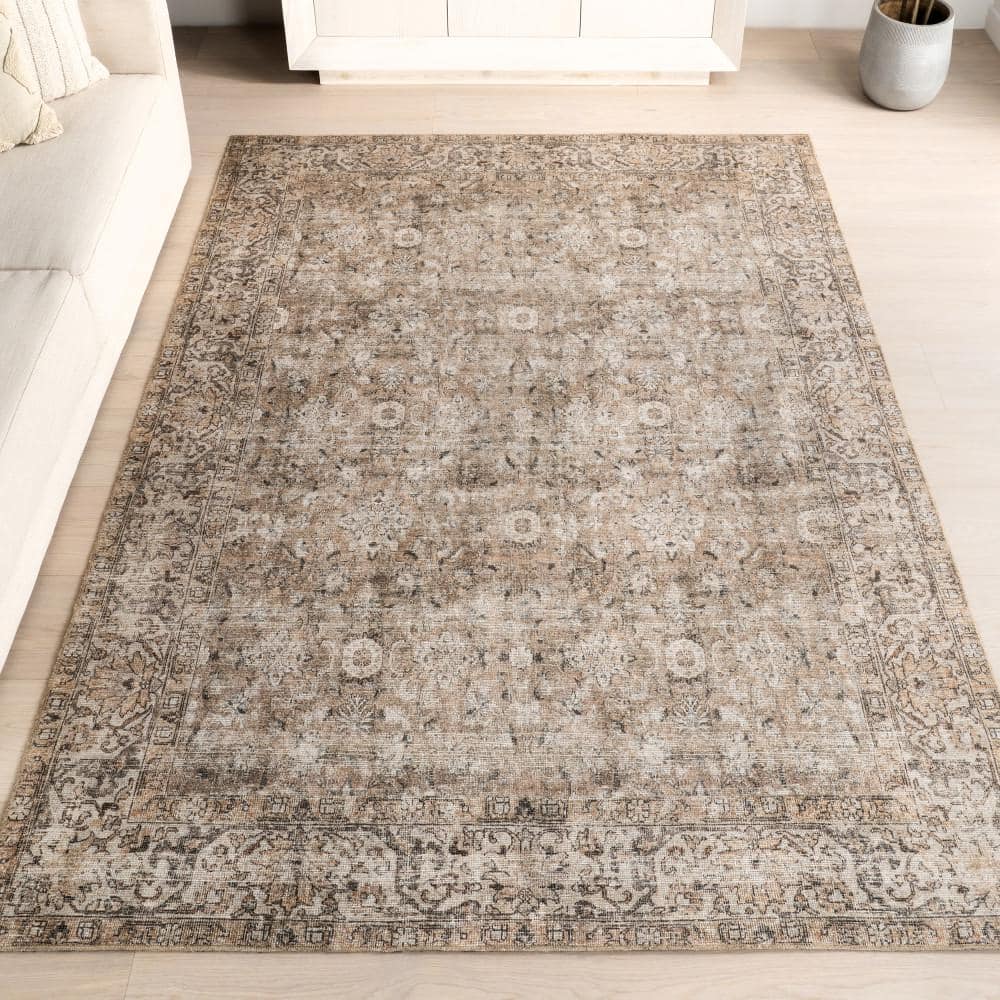 nuLOOM Hillstone Dark Beige 7 ft. 10 in. x 10 ft. Traditional Vintage ...
