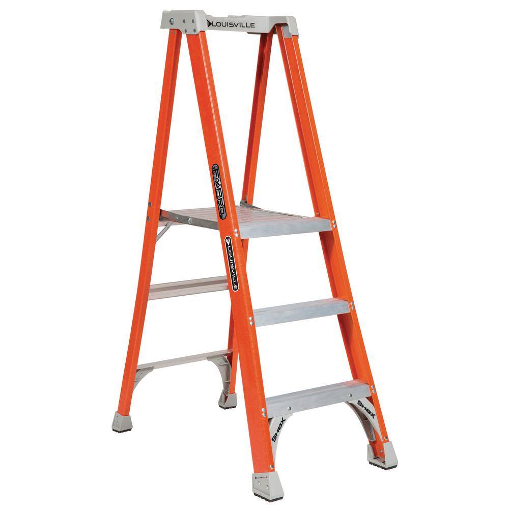 Louisville Ladder 3 ft. Fiberglass Pinnacle Platform Ladder with 300 ...