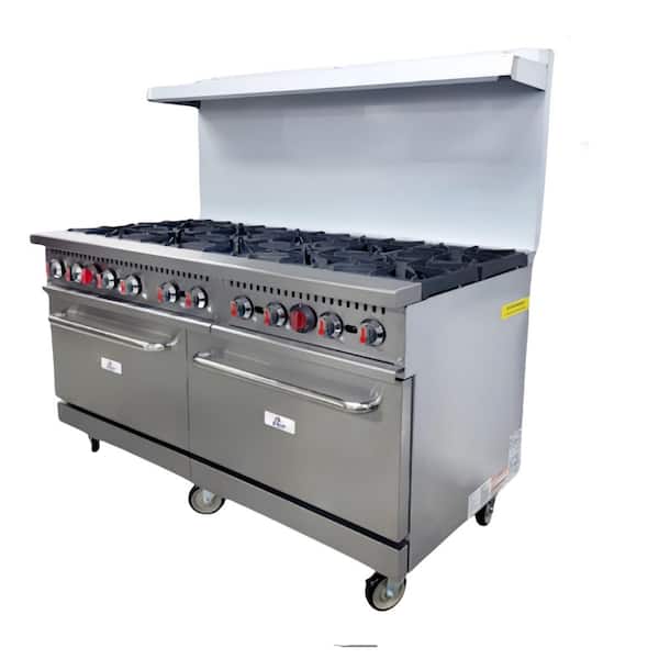 Koolmore 60 in. 6 Burner Commercial Double Oven Gas Range with 24 in ...