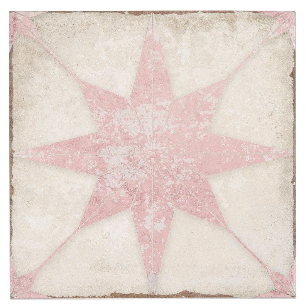Apollo Tile Faenza 8 in. x 8 in. Matte White Pink Porcelain Square ...