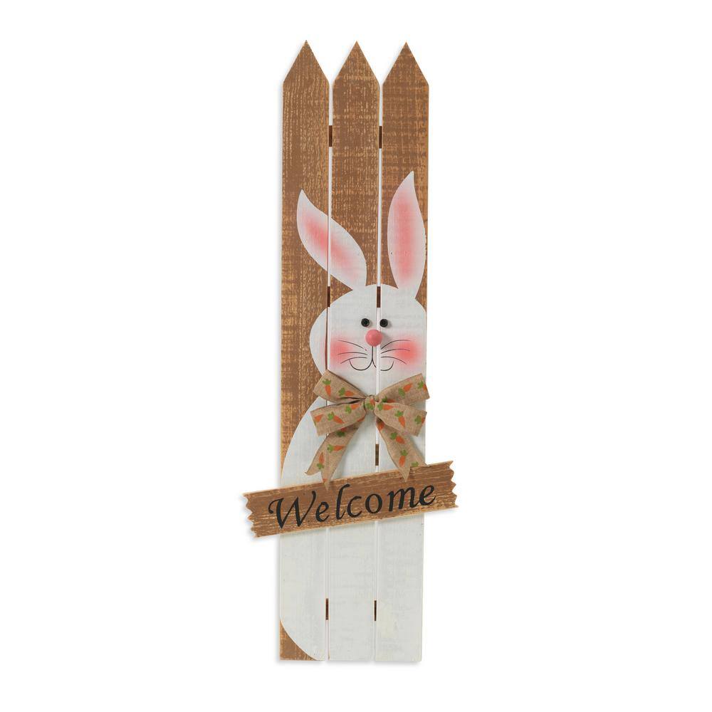 GERSON INTERNATIONAL 35 .8 in. H Wood Easter Bunny Welcome Sign Wall ...