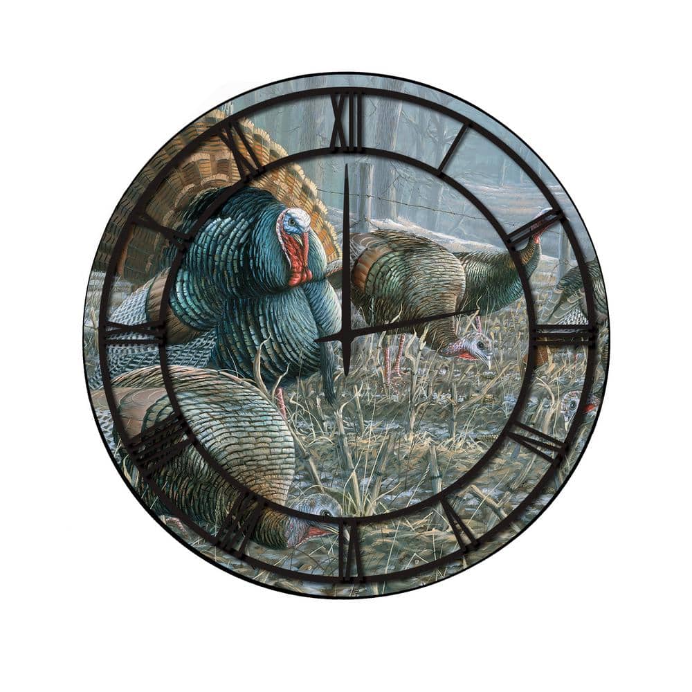 "Spring Strut" Full Coverage Art and Black Numbers Imaged Wall Clock CL ...