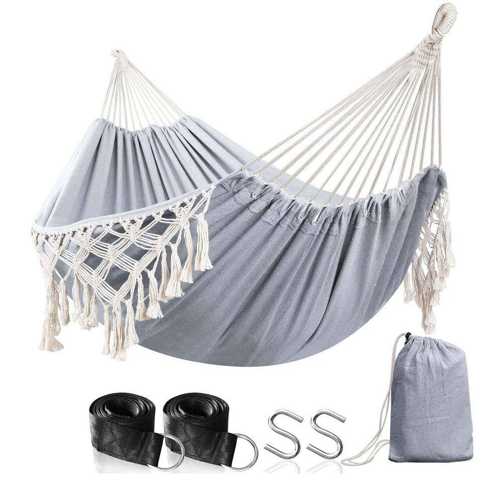 Garden Cotton Hammock Comfortable Fabric Swing Hammock Grey PU29DG ...