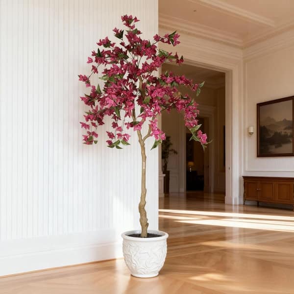 6 ft. Artificial Tree Fake Tree with Black Plastic Pot, Realistic Fake ...