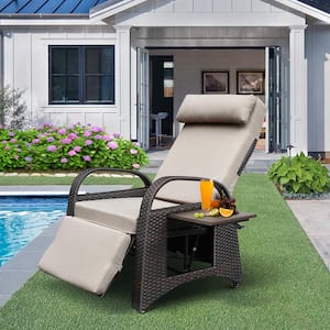 Cisvio Outdoor Patio Rattan Wicker Swivel Recliner Chair; Adjustable ...