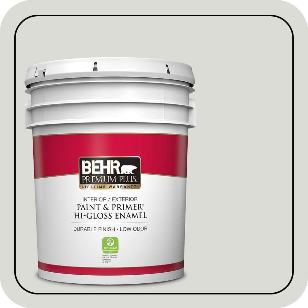 BEHR PREMIUM PLUS 5 gal. #BWC-29 Silver Feather Hi-Gloss Enamel ...