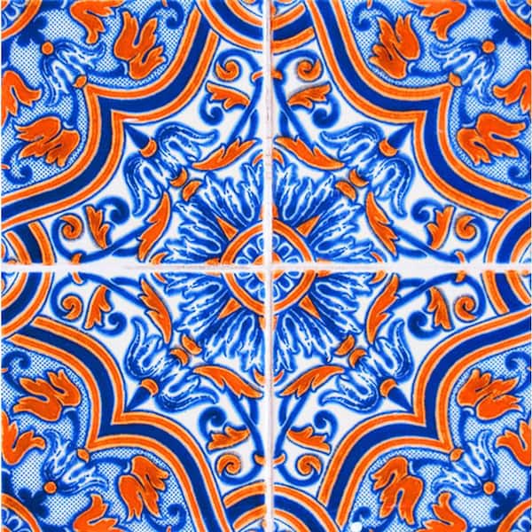 MI ALMA Blue/Orange H38 7 in. x 7 in. Vinyl Peel and Stick Tile (24 ...