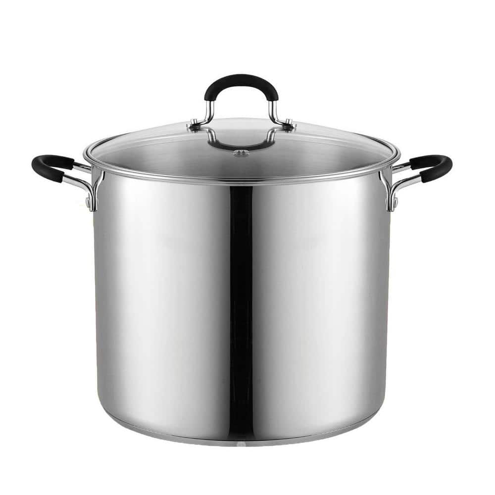 Cook N Home 12 qt. Stainless Steel Stock Pot in Black and Stainless ...