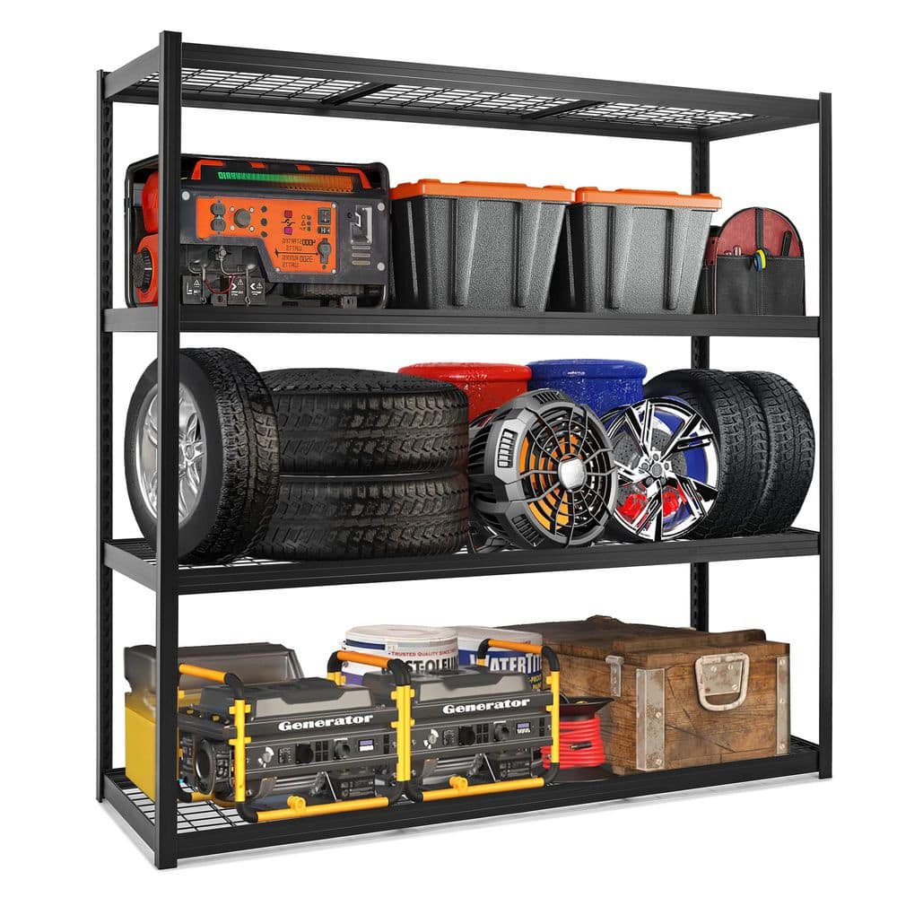 Huluwat 4-Tiers Heavy Duty Metal Adjustable Garage Storage Shelving ...