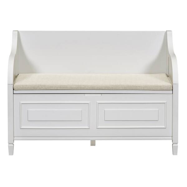 Boosicavelly 30 in. H x 42 in. W White MDF Shoe Storage Bench ...