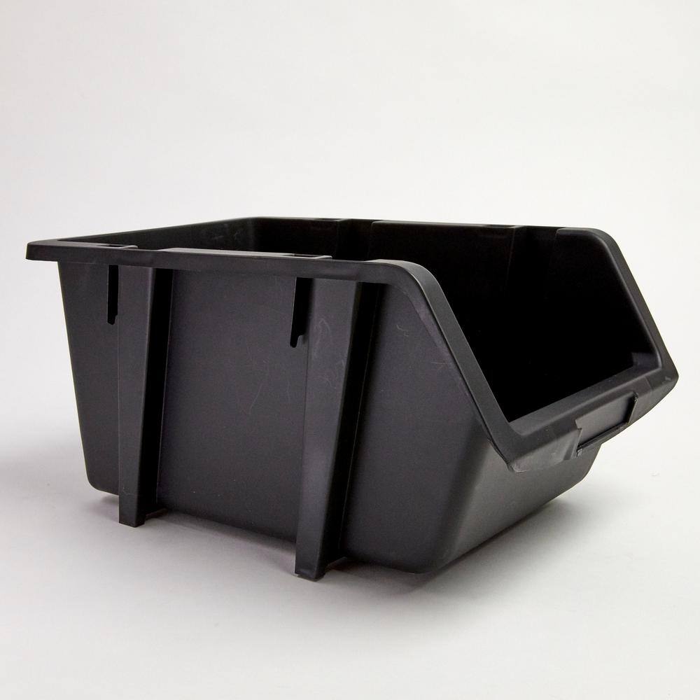 TAFCO PRODUCTS 9-1/4 in. Stacking and Nesting Storage Bin, Black (4 ...